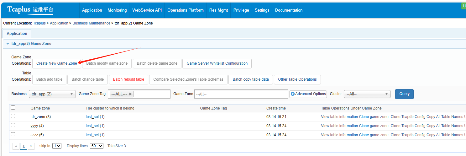 Batch Copy Game Zones (Table Group) · TcaplusDB User Guide